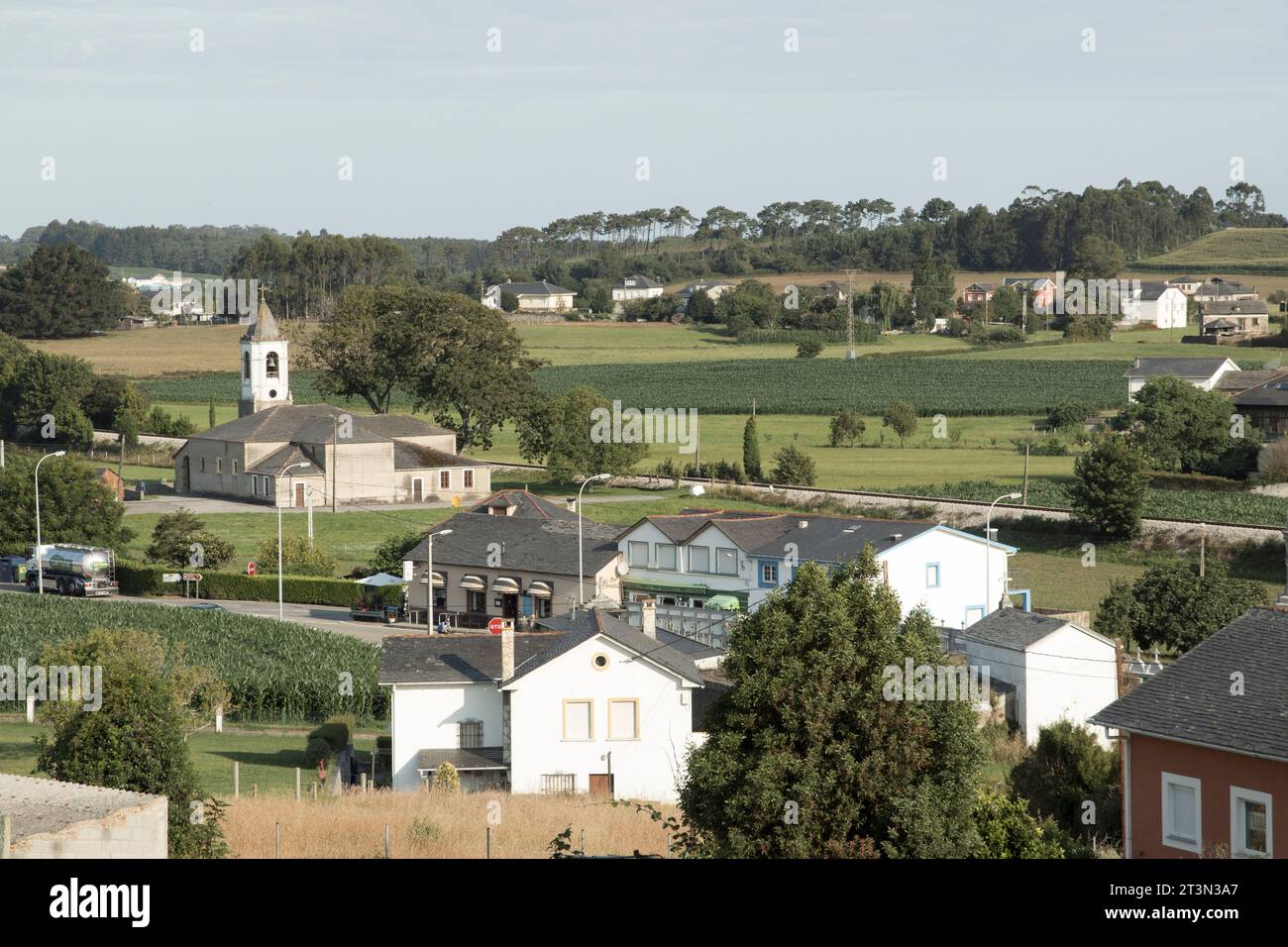 Serene Snapshot: Small Town Nestled Amidst Verdant Farmland and ...