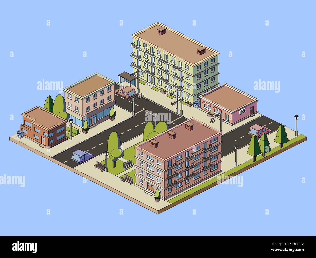 Illustration of isometric city landscape, vector illustration Stock ...