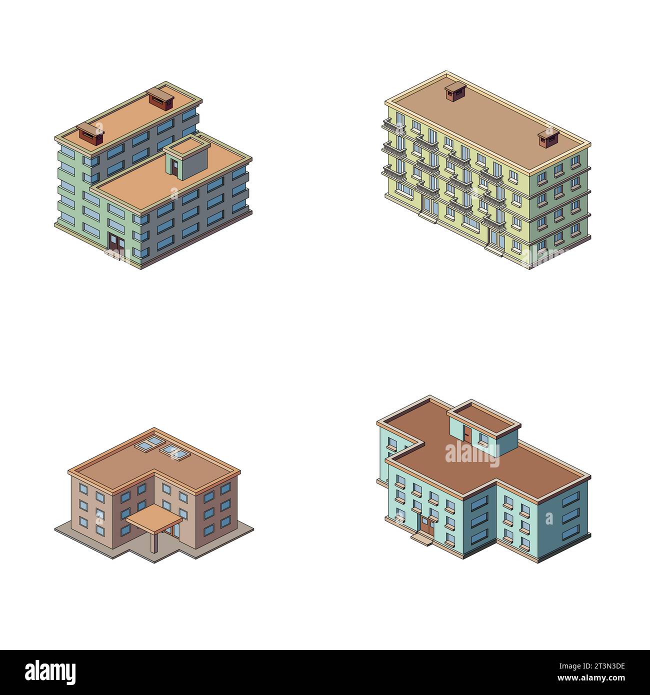 Set of isometric buildings, vector illustration Stock Vector Image ...