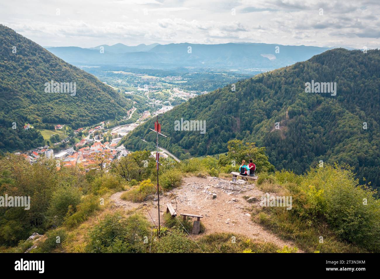 Two happy hiker couple reaching a goal, conquering a hill top enjoying in nature Stock Photo - Alamy