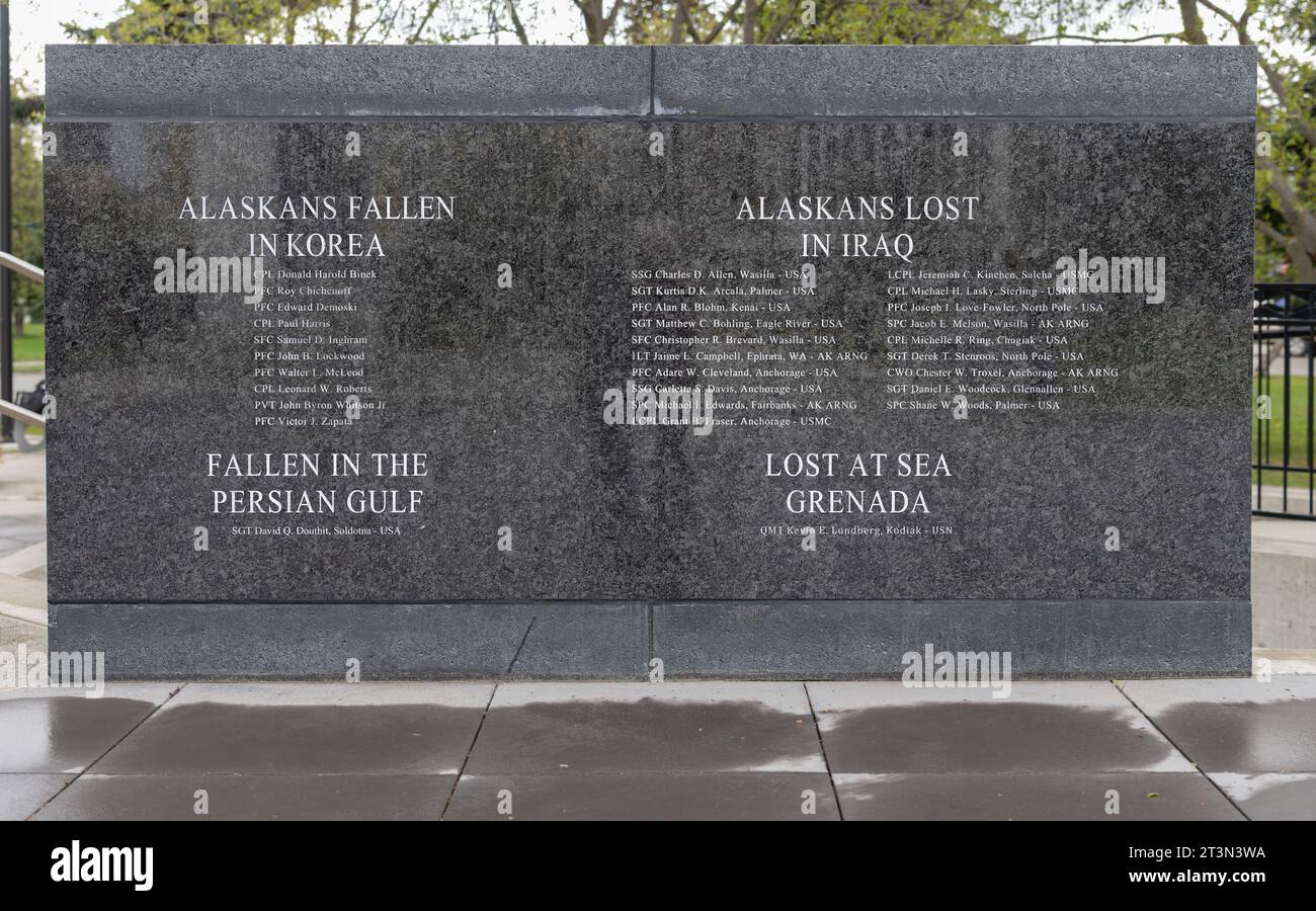 Alaska war Memorial in Delaney Park, Anchorage, Alaska, USA Stock Photo ...