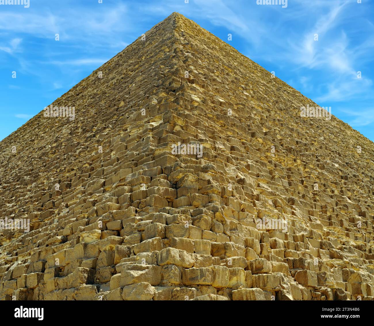 Pyramids in Giza, Egypt: A view from the base and an edge of Great ...