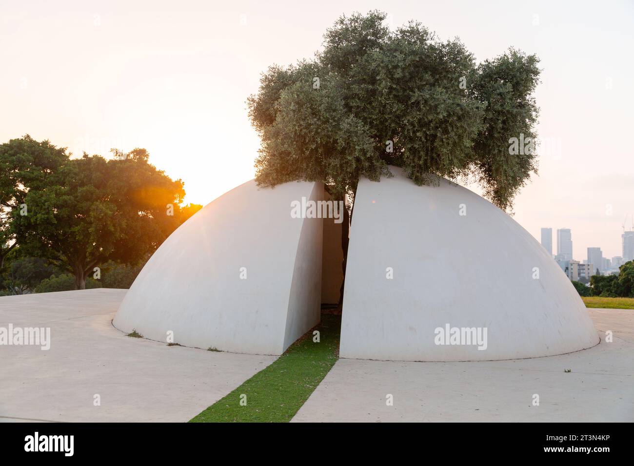 Tel Aviv, Israel - OCT 24, 2023 - Edith Wolfson Park, topped by the ...