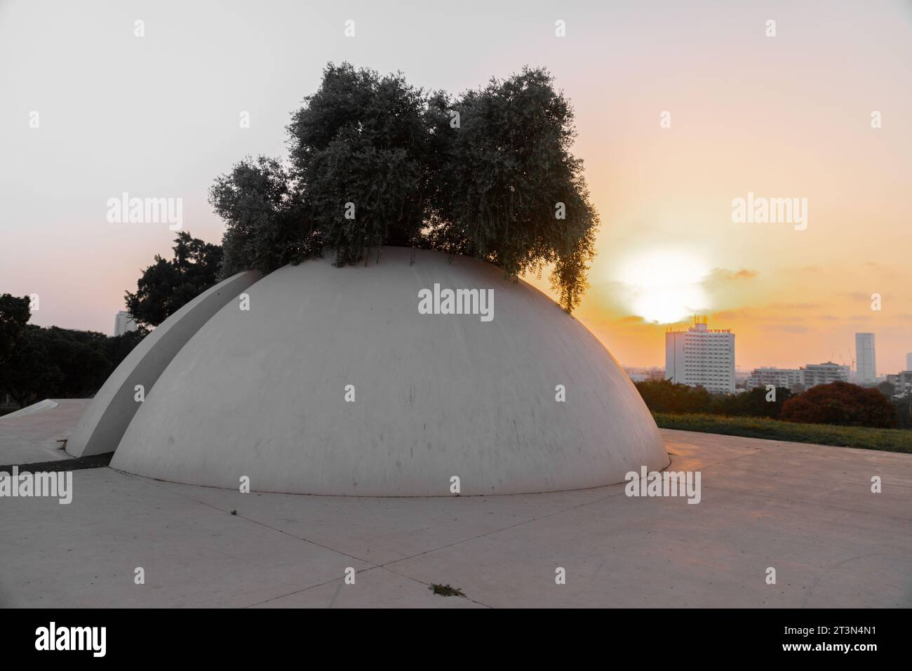 Tel Aviv, Israel - OCT 24, 2023 - Edith Wolfson Park, topped by the ...