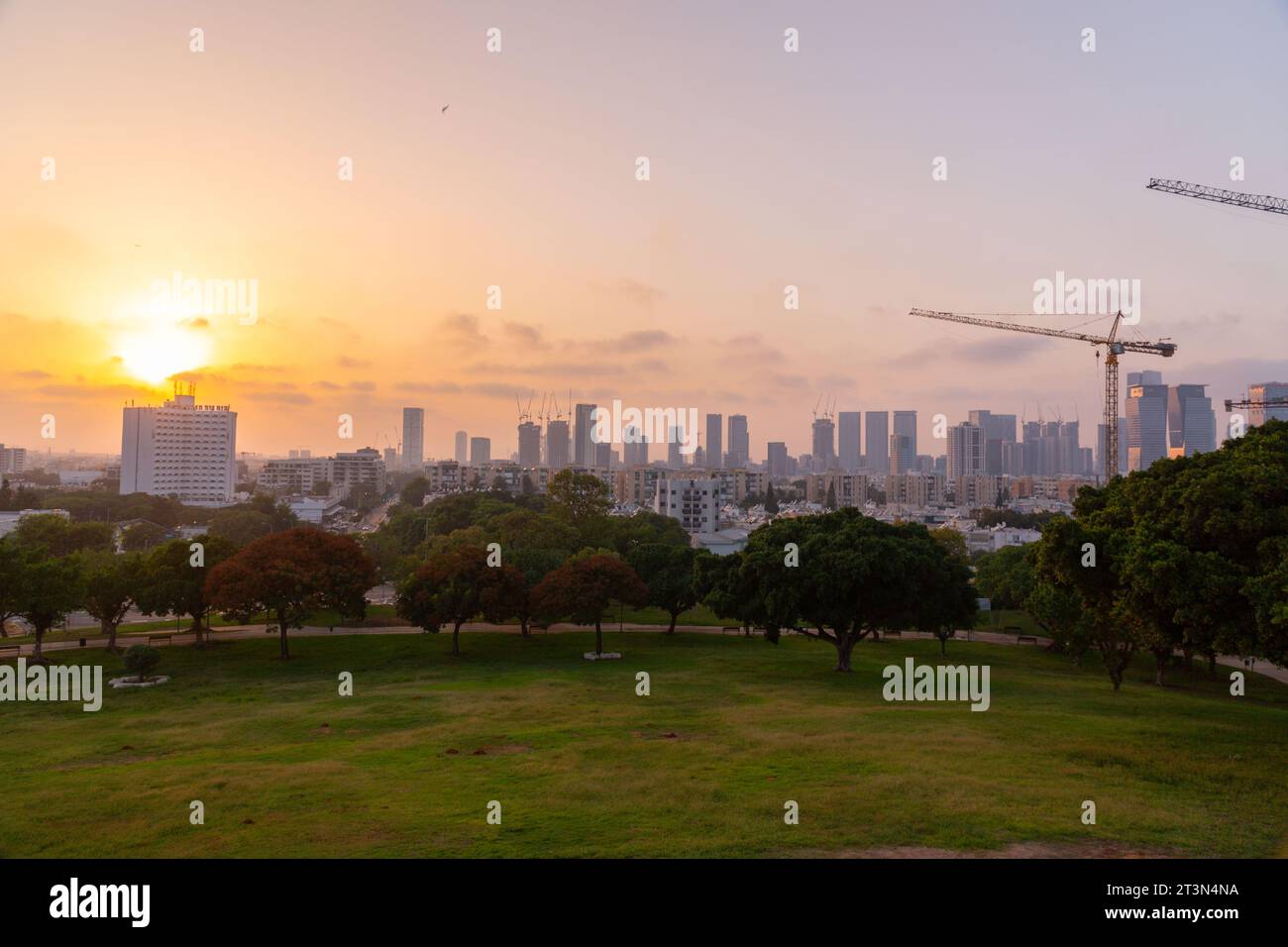 Tel Aviv, Israel - OCT 24, 2023 - Edith Wolfson Park, topped by the ...