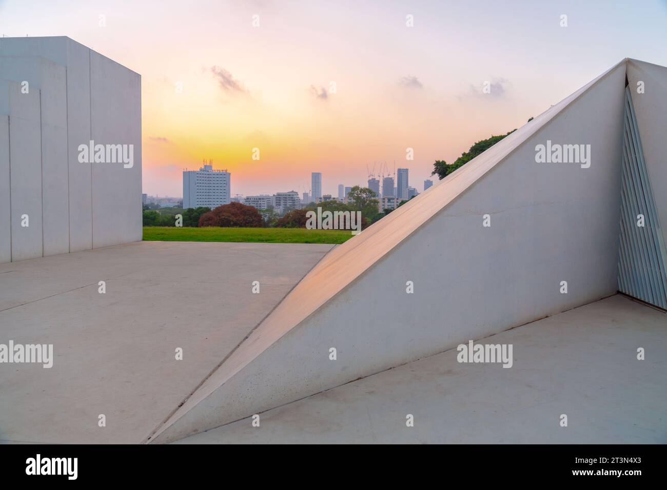 Tel Aviv, Israel - OCT 24, 2023 - Edith Wolfson Park, topped by the ...