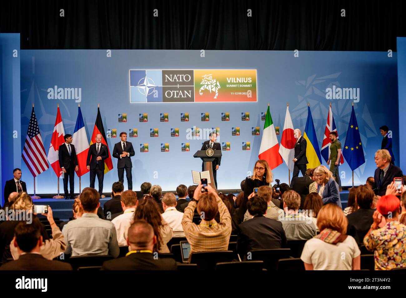 VILNIUS, LITHUANIA. 12th July 2023. G7 leaders event to announce a Joint Declaration of Support ...