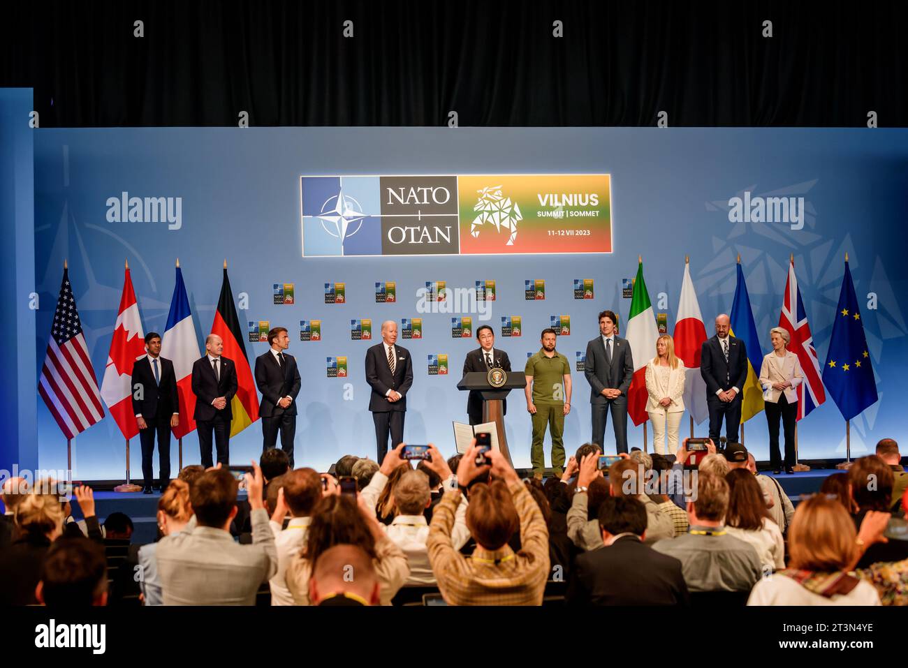 VILNIUS, LITHUANIA. 12th July 2023. G7 leaders event to announce a Joint Declaration of Support ...