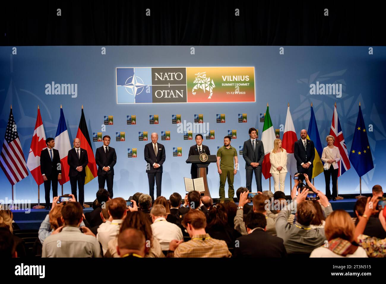VILNIUS, LITHUANIA. 12th July 2023. G7 leaders event to announce a Joint Declaration of Support ...