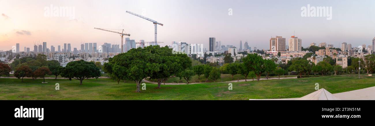 Tel Aviv, Israel - OCT 24, 2023 - Edith Wolfson Park, topped by the ...