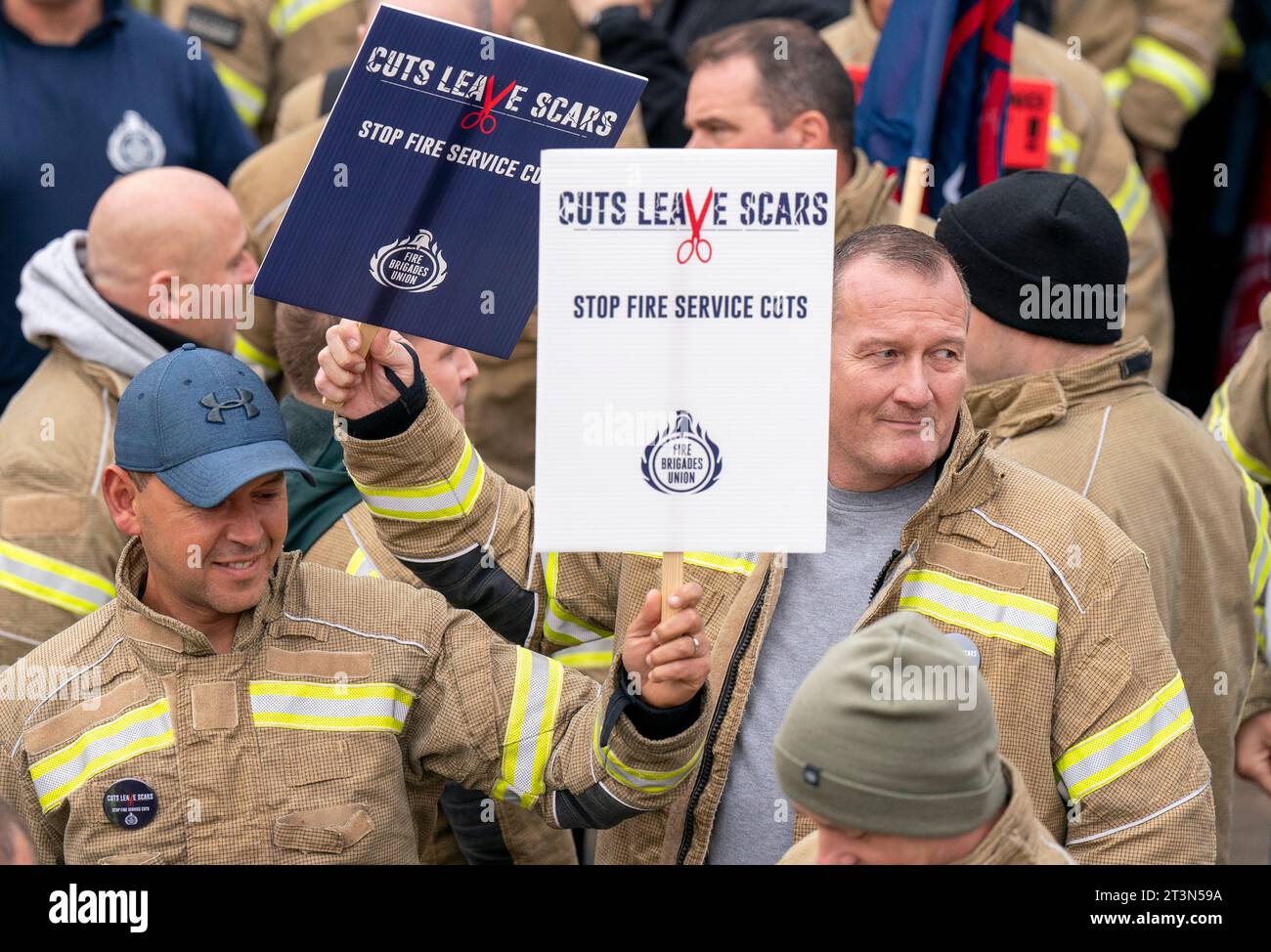Firefighters from the Fire Brigades Union (FBU) take part in the Cuts ...