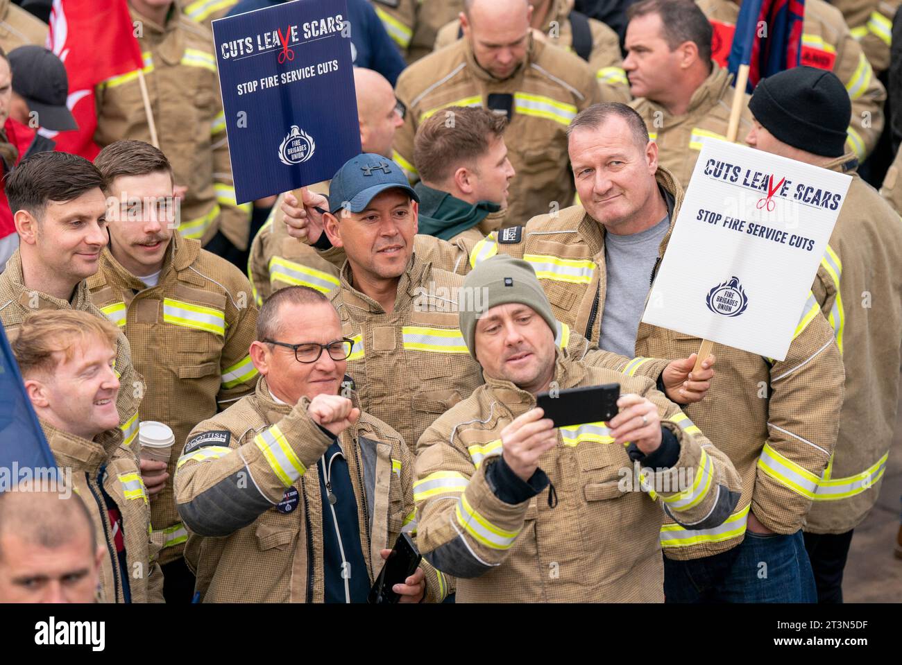 Firefighters from the Fire Brigades Union (FBU) take part in the Cuts ...