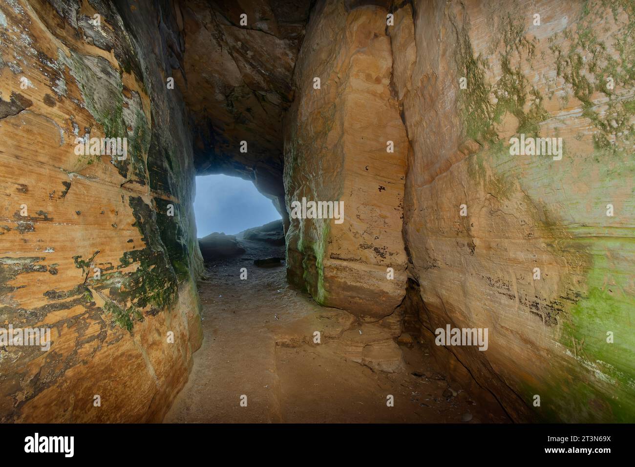 Hopeman Moray Coast Scotland sandstone walls in Sculptors Cave and ...