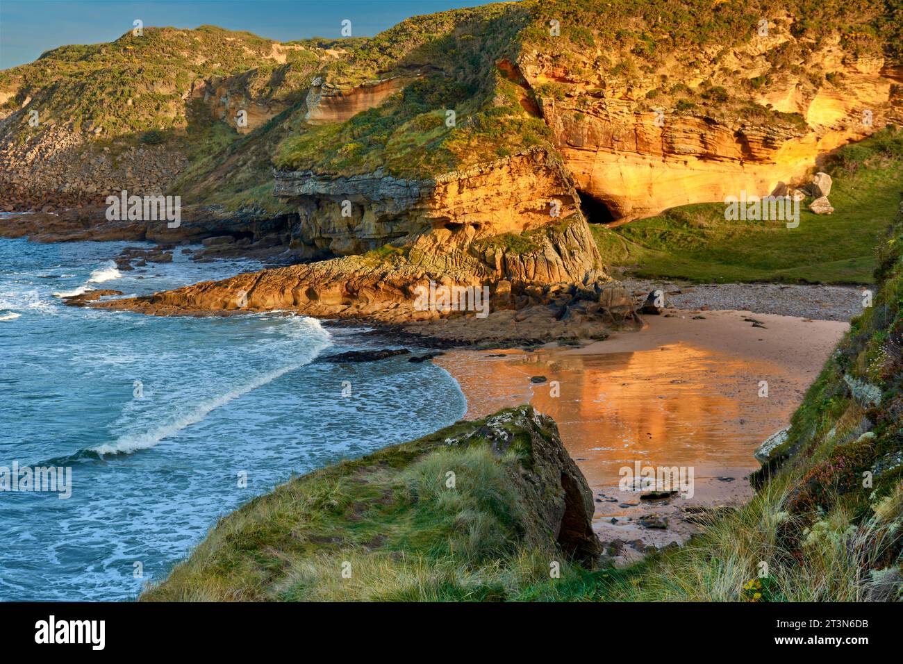 Hopeman Moray Coast Scotland sunshine and reflections of a golden ...