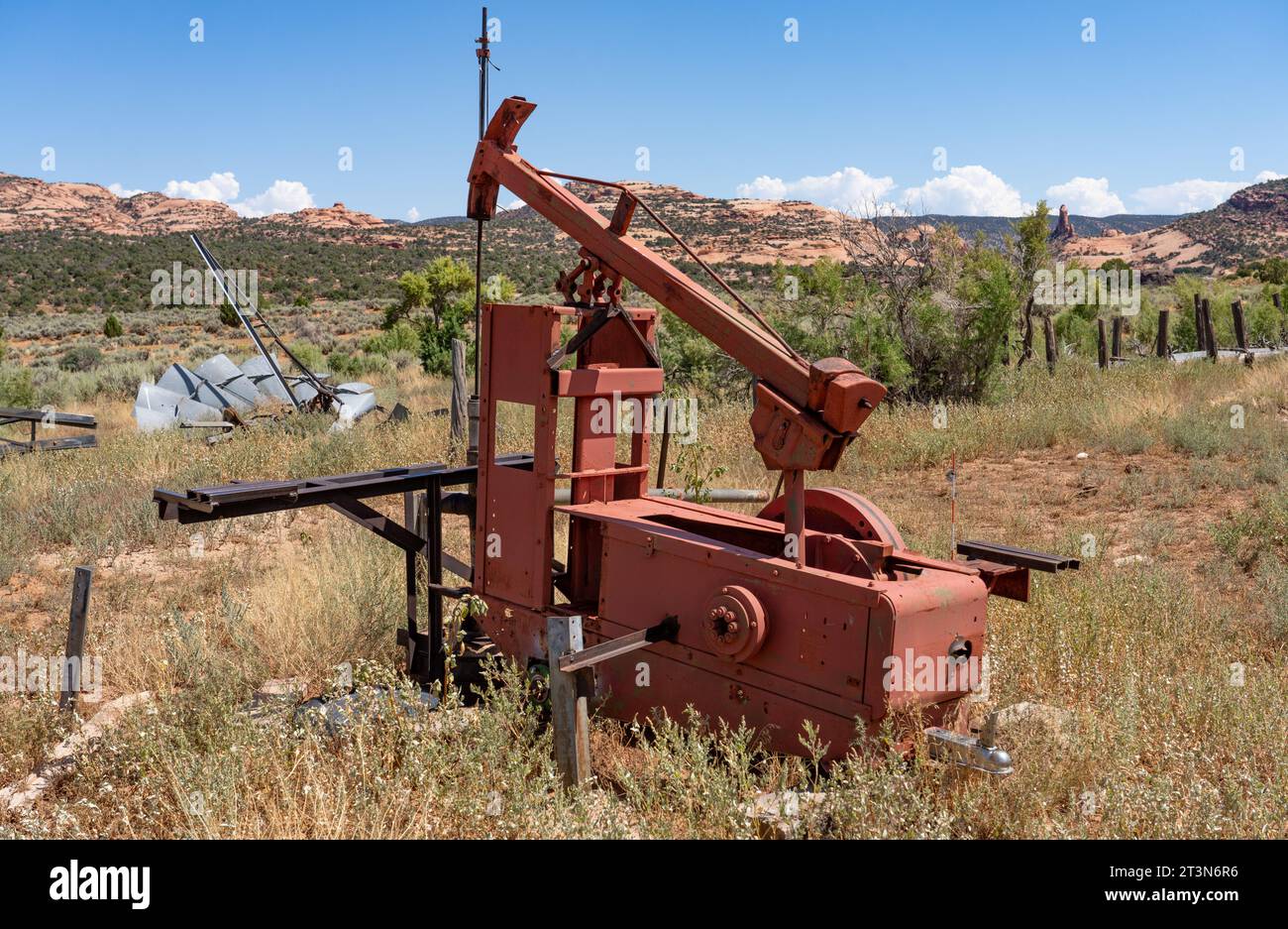 An old mechanical pump on water well on a former cattle ranch in ...