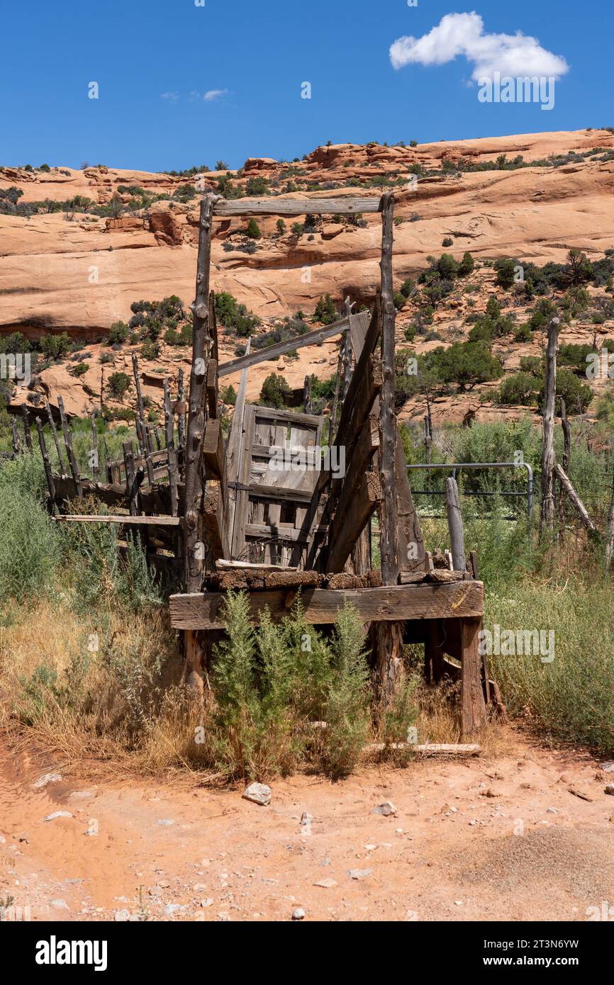 An old livestock loading chute on a former cattle ranch in southeastern ...
