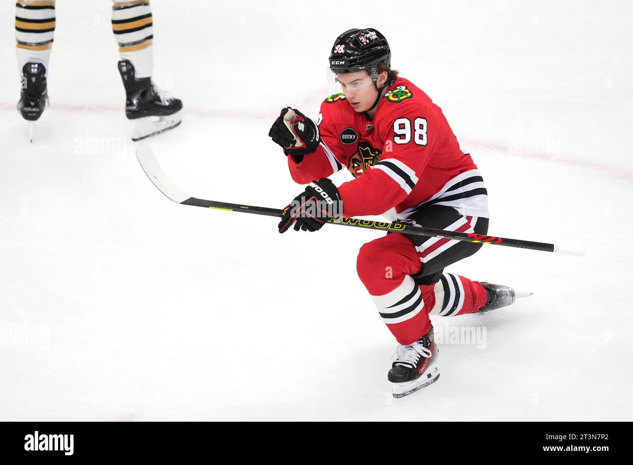 Chicago Blackhawks' Connor Bedard celebrates his goal that was ...