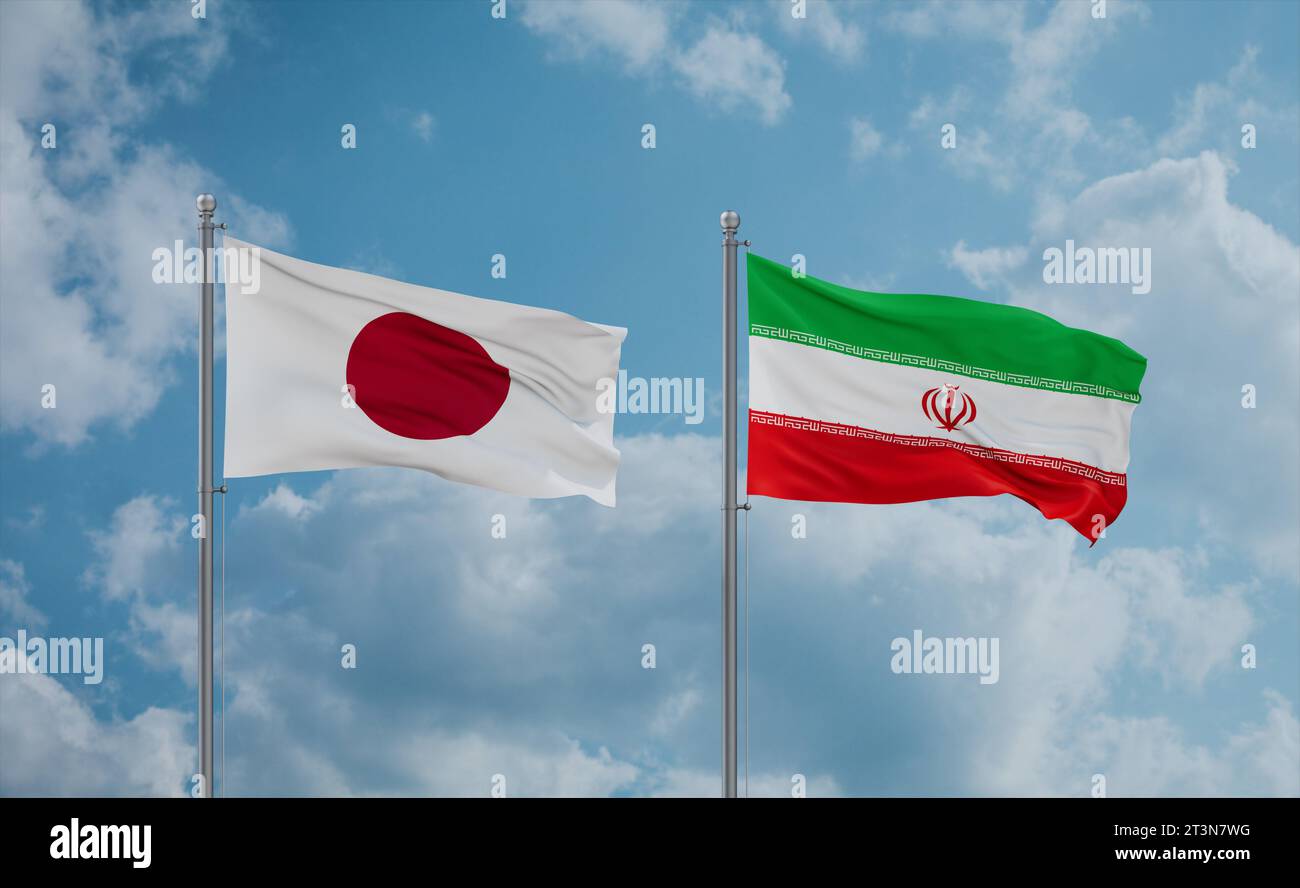 Japan iran flag waving hi-res stock photography and images - Alamy