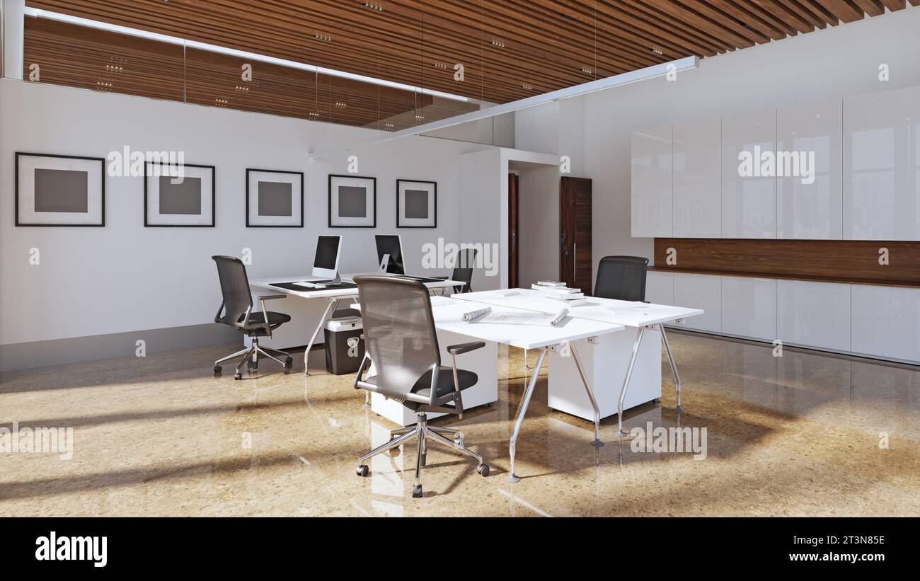 illustration of office space Stock Photo - Alamy