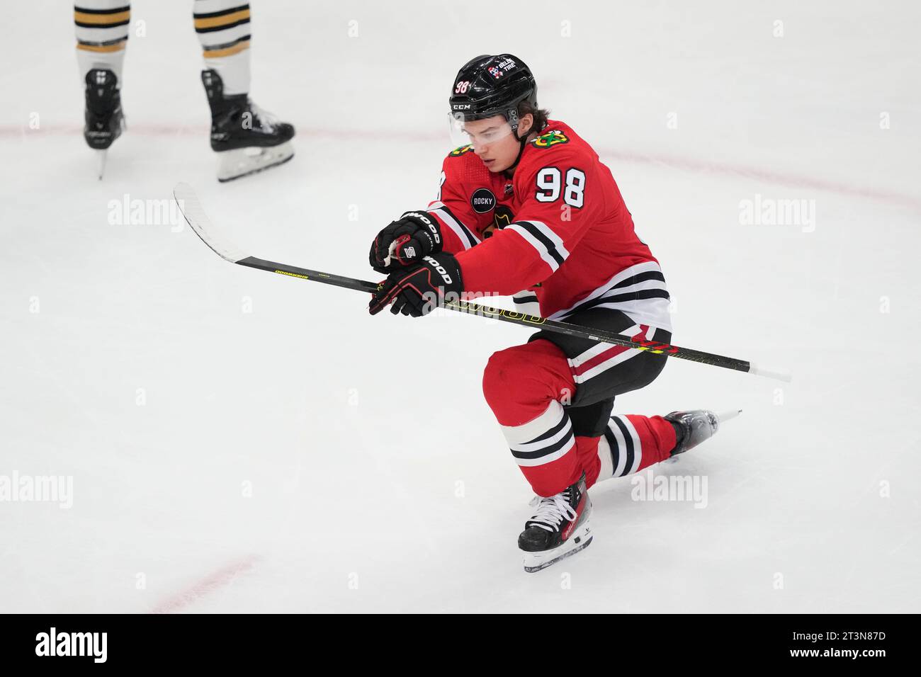Chicago Blackhawks' Connor Bedard celebrates his goal that was ...