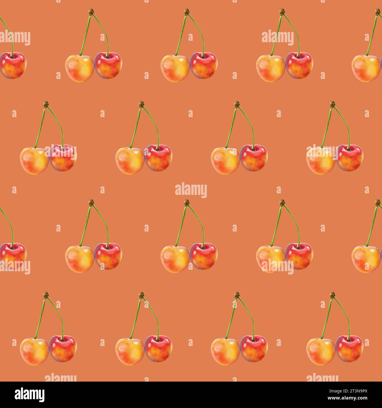 Illustration realism seamless pattern berry orange cherry on a orange ...