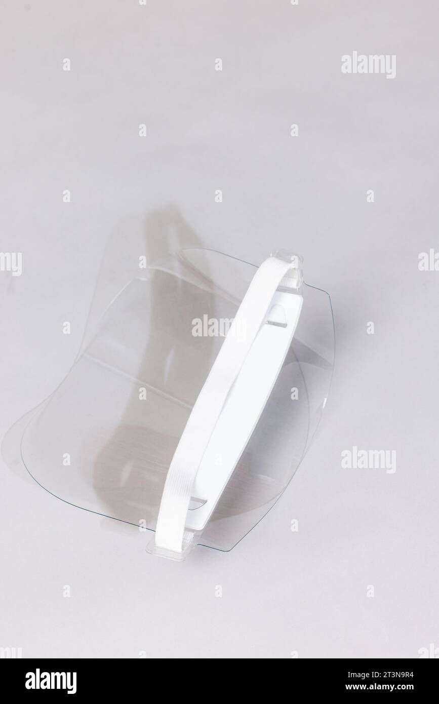 Plastic face shield for covid virus protection. Transparent face shield ...