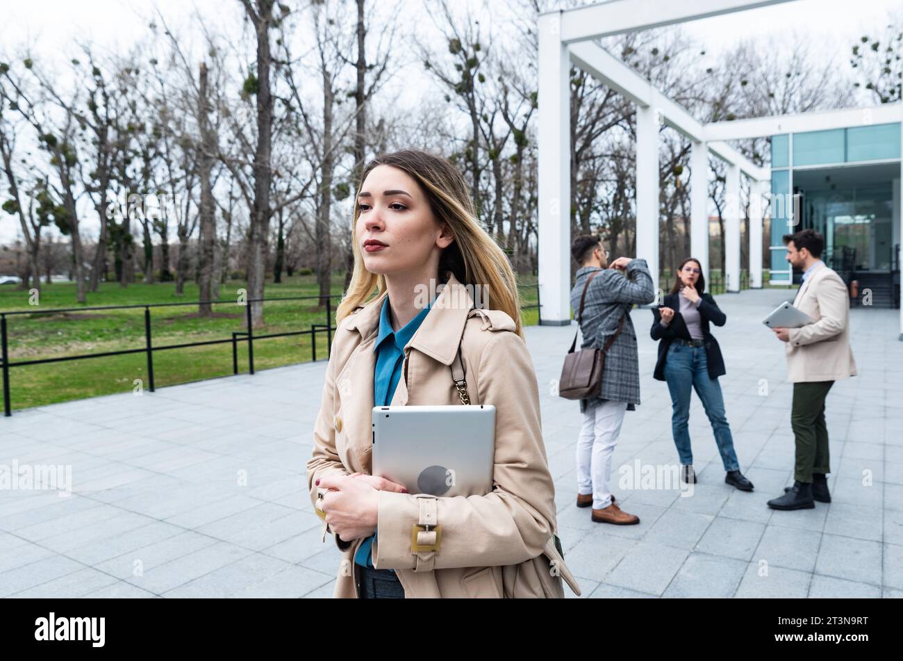 Woman business person CEO, leader and strong independent worker portrait outside office building ...