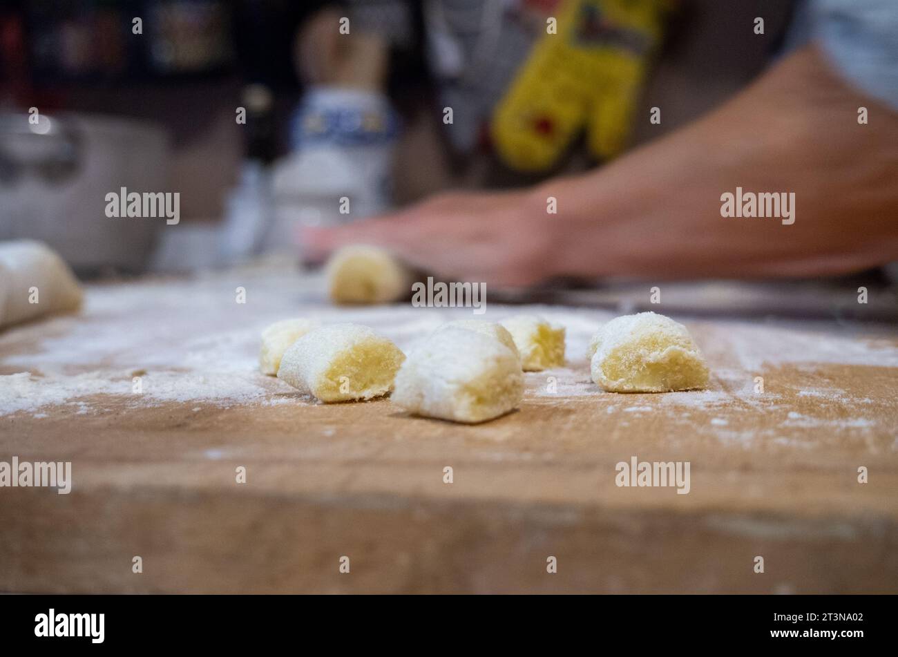 Homemade gnocchi with eggs and flour. traditional Italian recipe Stock ...