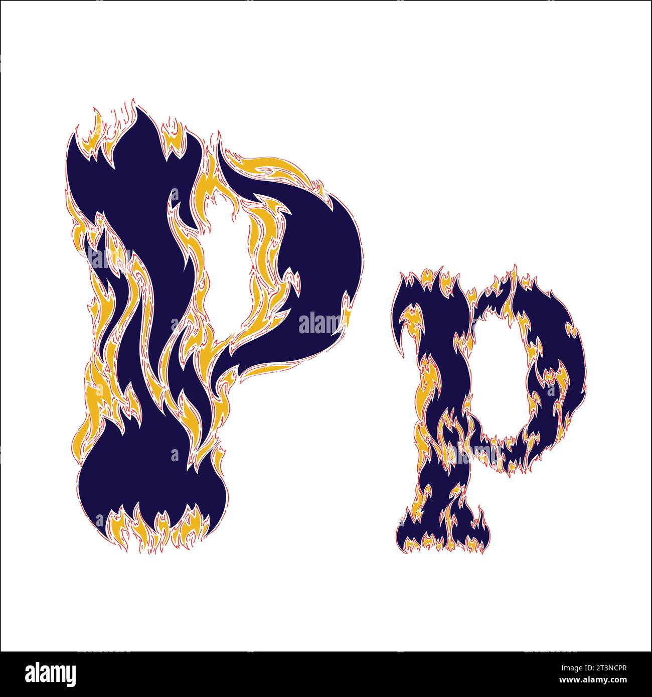 Fiery font blue letter p on a white background Vector Image Stock ...