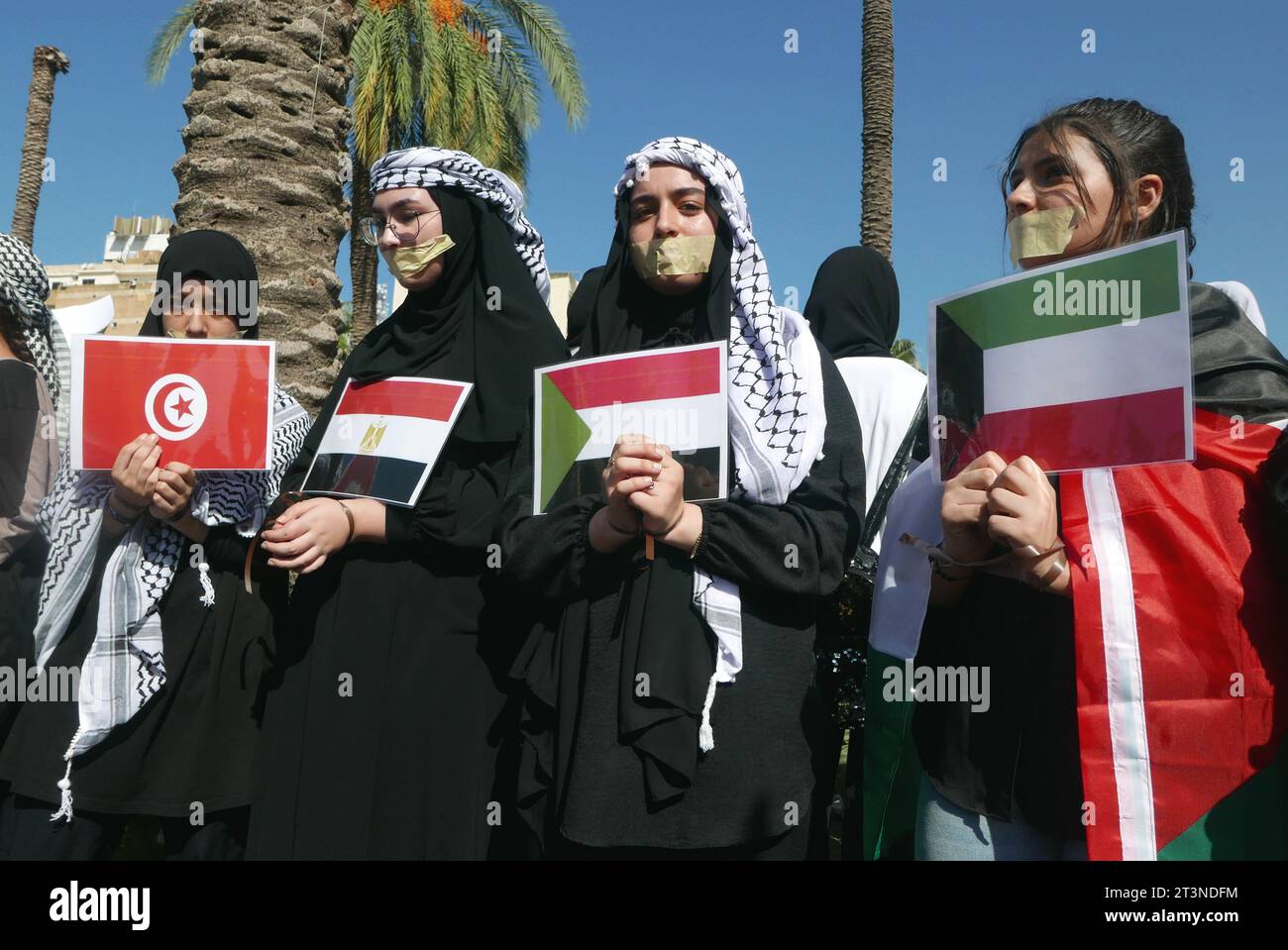 Saida, Lebanon. 26th Oct, 2023. Schoolgirls rally to support Palestine ...