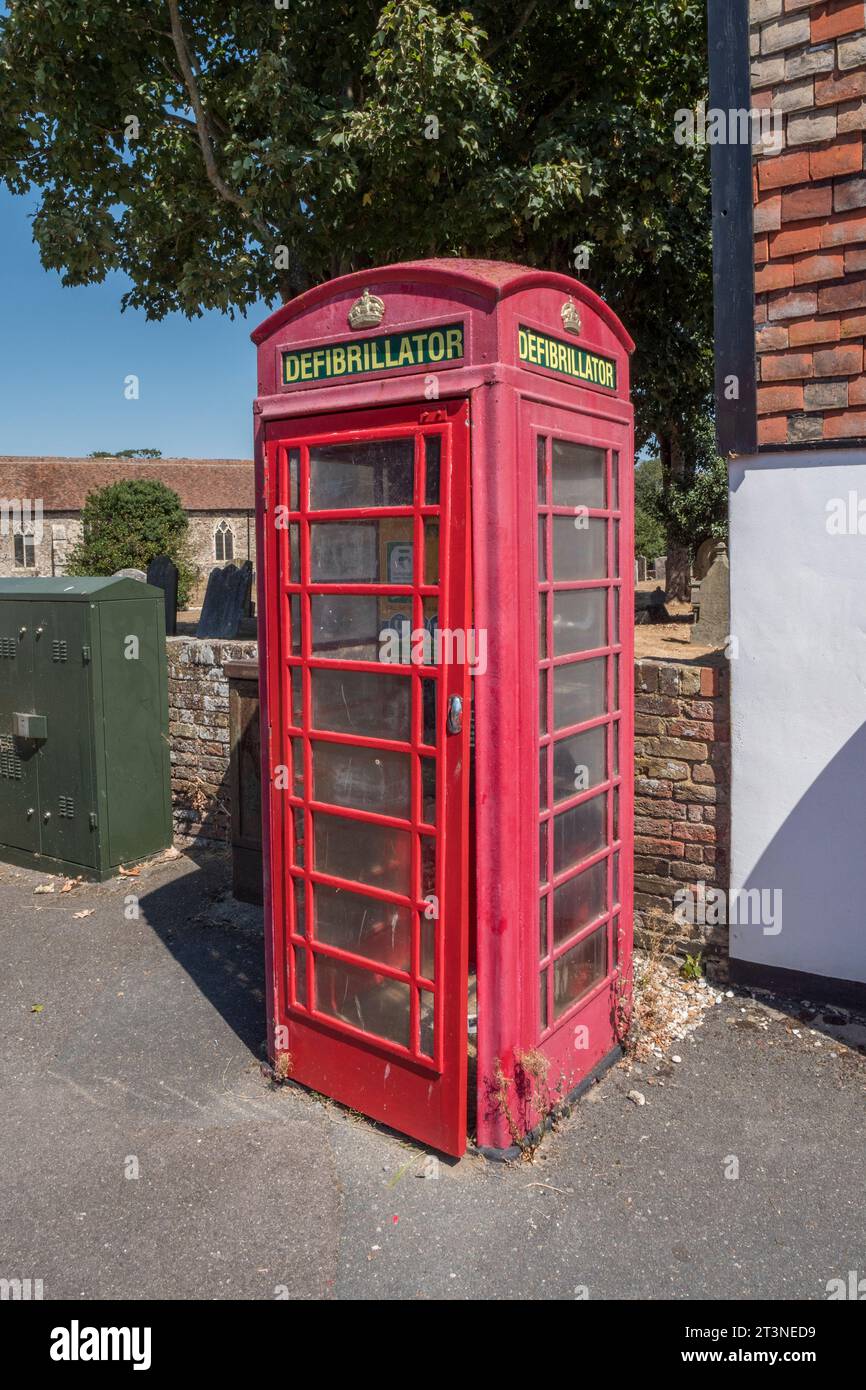 An old British Telecom phone booth converted to hold a defibrillator in ...