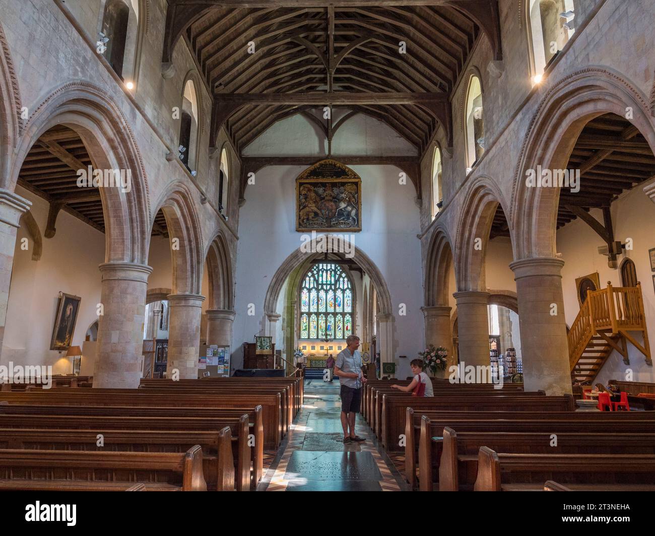 View down the central aisle in Church of Saint Mary, Rye, UK Stock ...