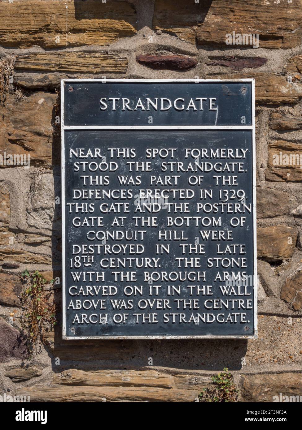 Historic marker for Strandgate, which was destroyed in the 18th century ...