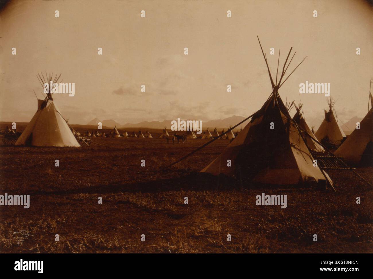 Edward S. Curtis: Piegan encampment, ca. 1900 Piegan [Blackfeet ...