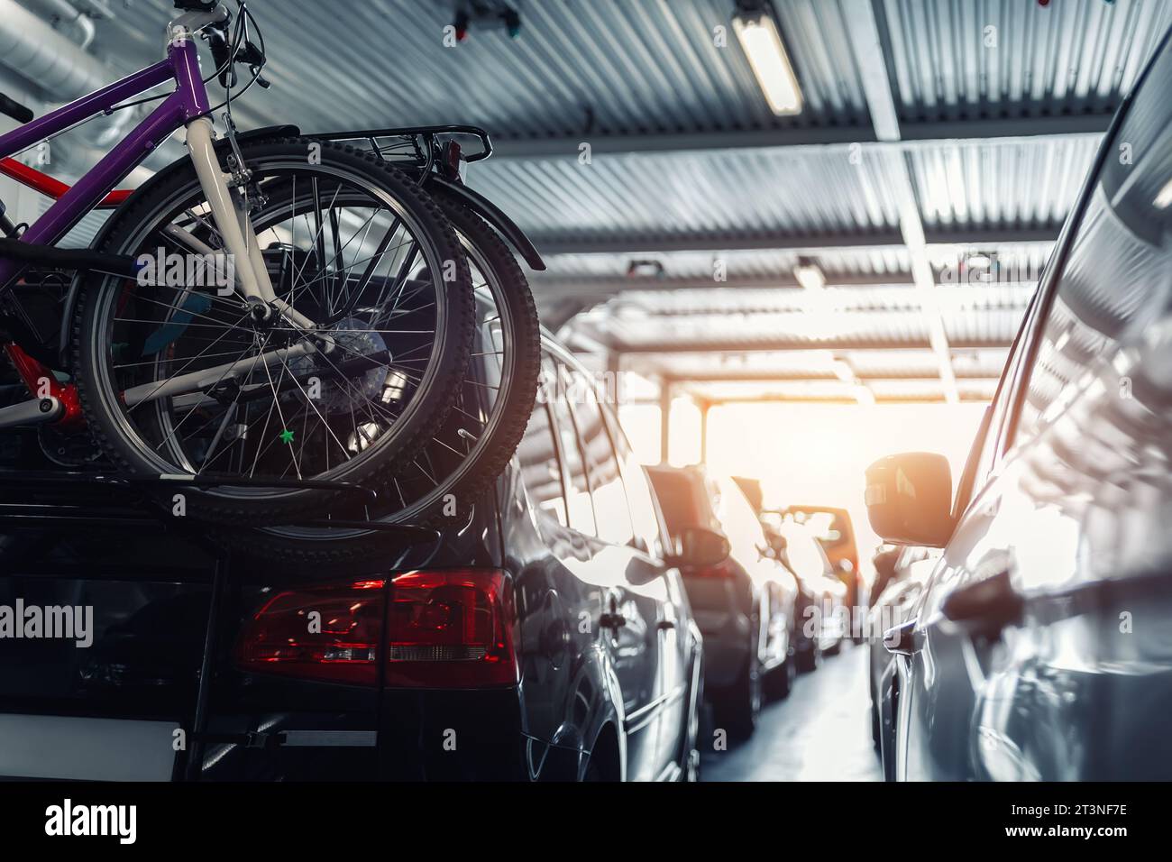 Fully loaded passenger freight cargo ferry boat vessel ship with loaded ...