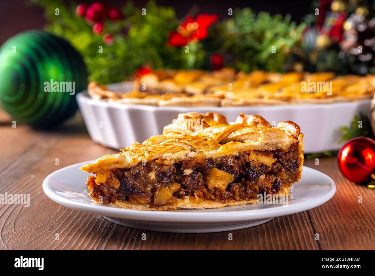 Traditional British Christmas mince pie. Homemade sweet mincemeat tart ...