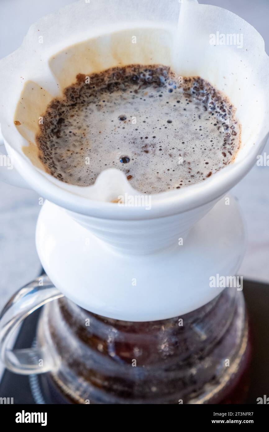 brewing coffee with the v60 method Stock Photo - Alamy