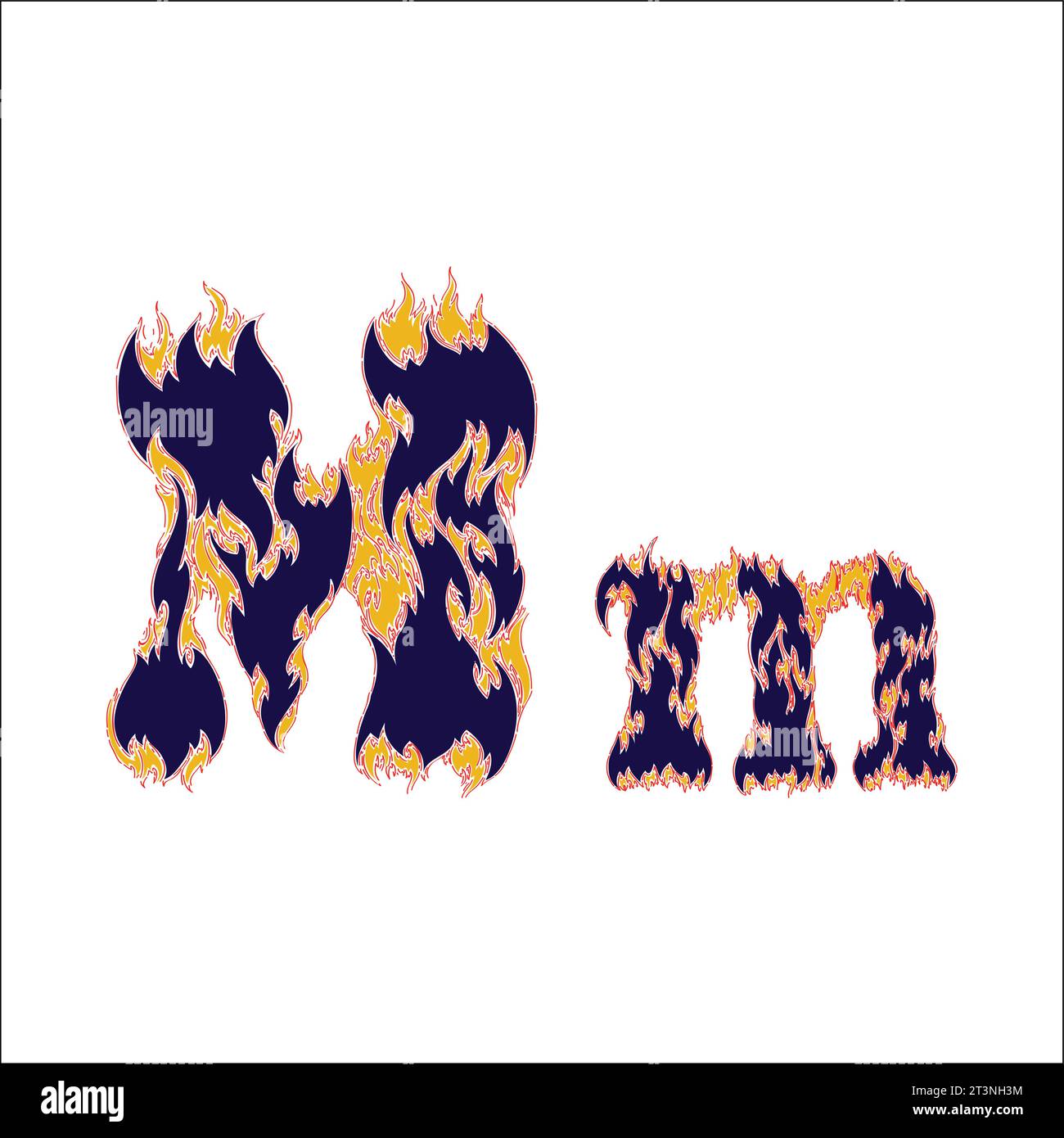 Fiery font blue letter m on a white background Vector Image Stock ...
