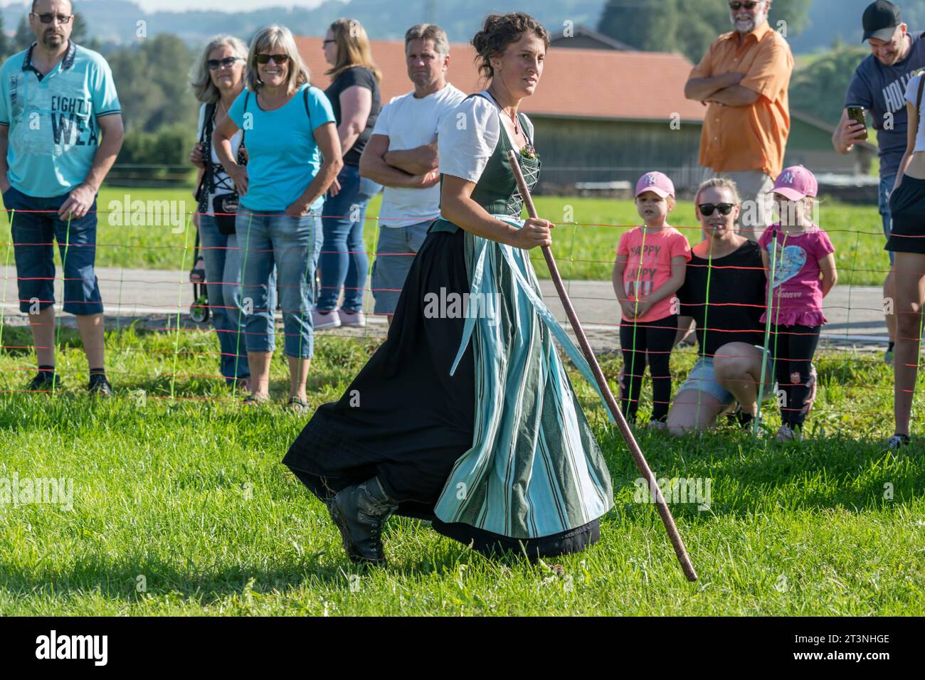 RETTENBERG, 2023 sept 8, woman herdsman in traditional suit with long ...