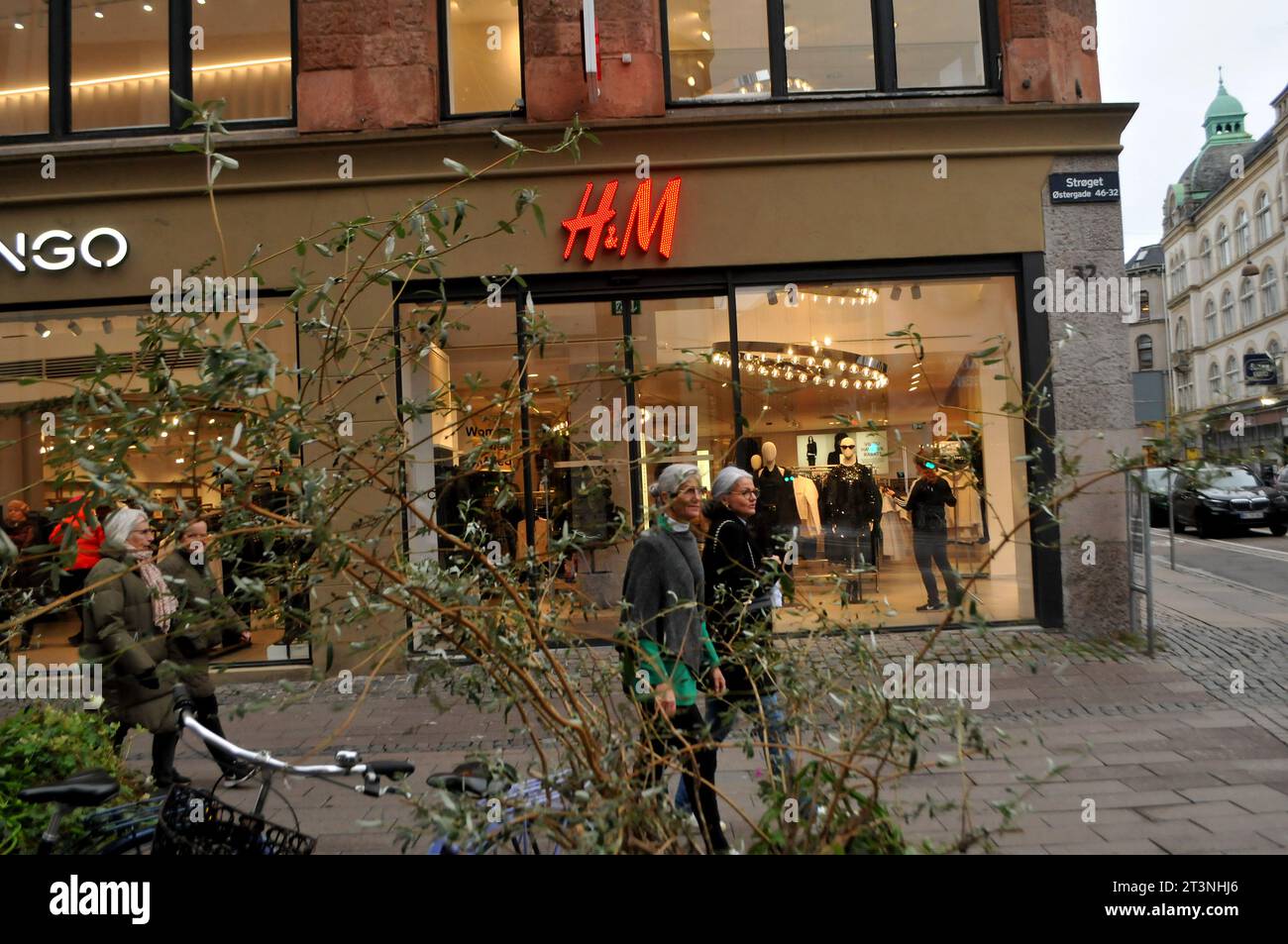Copenhagen, Denmark /26 October. 2023/People walk by H&M swedish retail ...