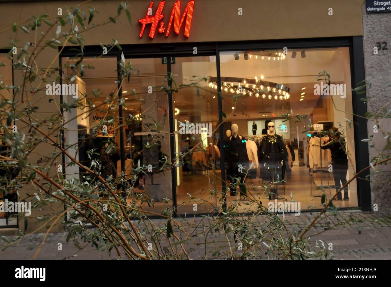Copenhagen, Denmark /26 October. 2023/People walk by H&M swedish retail ...