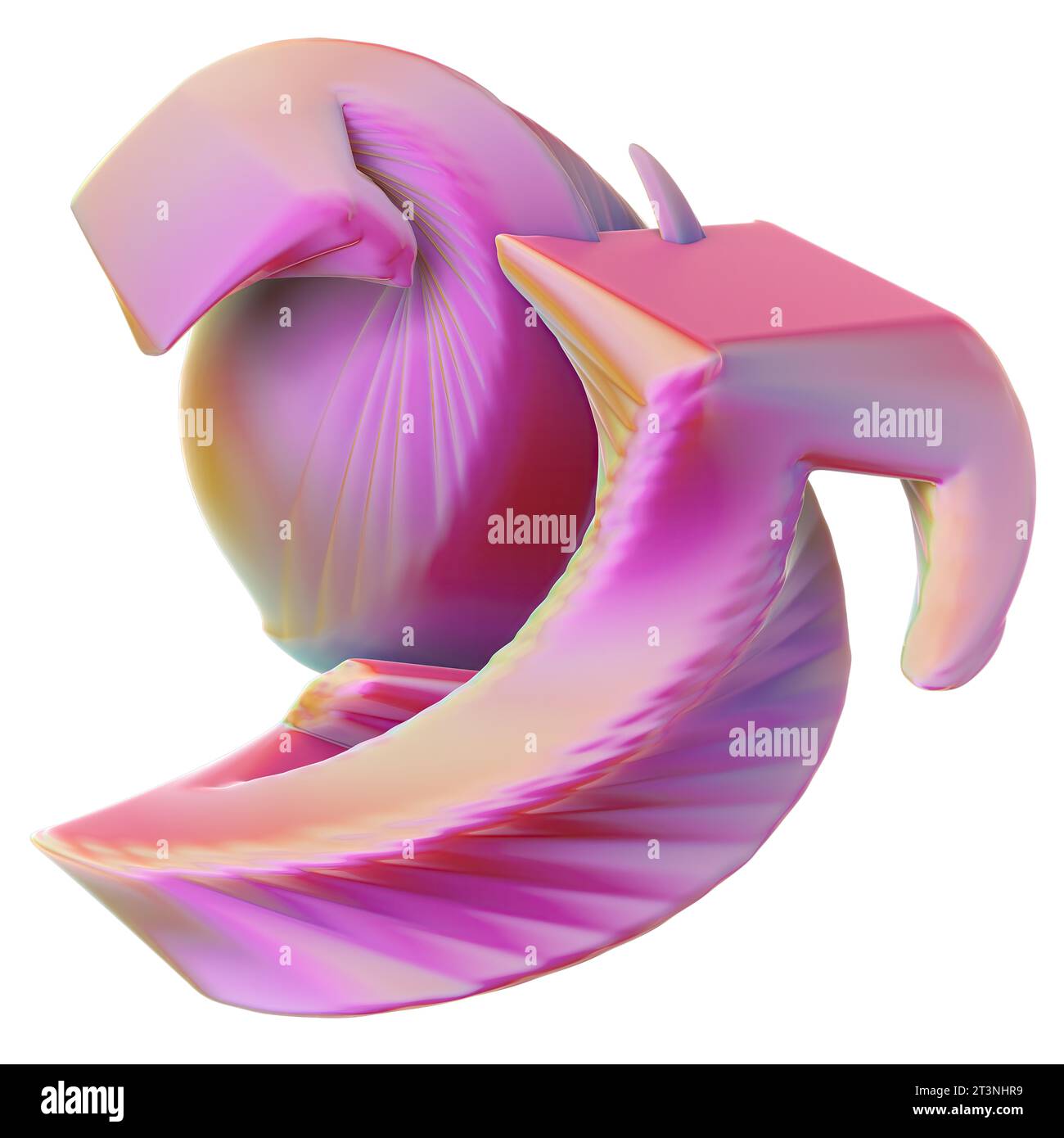 Isolated sphere and rectangle fused object pink elegant modern 3D ...