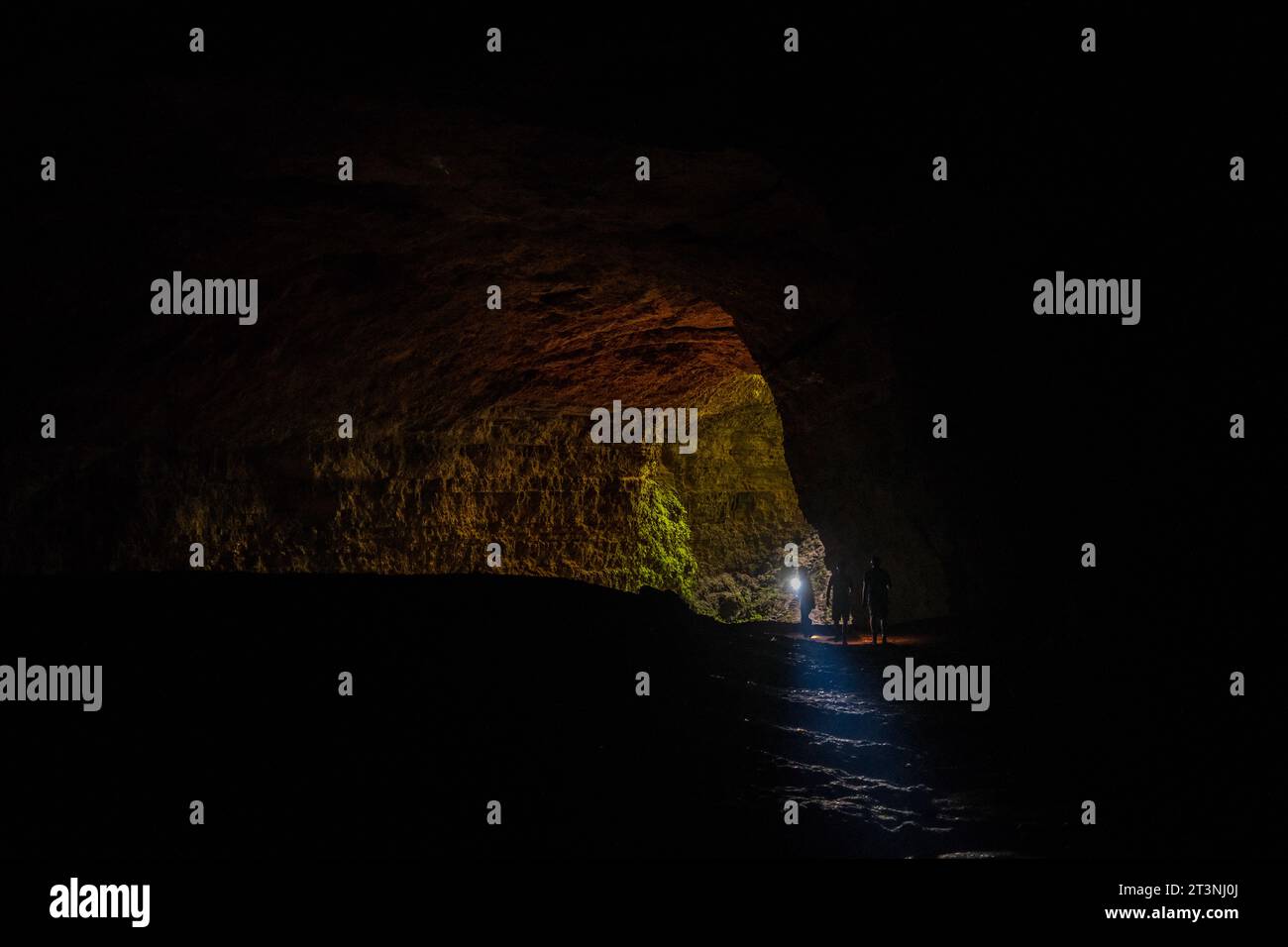 Peer into the enigmatic depths of the cave as people navigate its ...