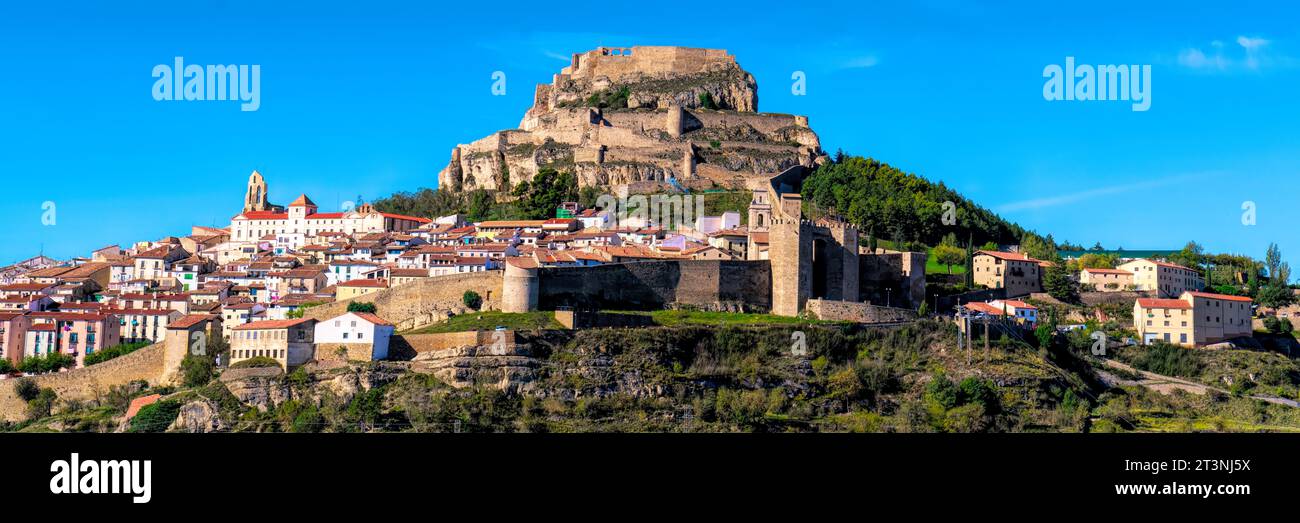 Beautiful hilltop castle in medieval spanish town of Morella Castellon ...