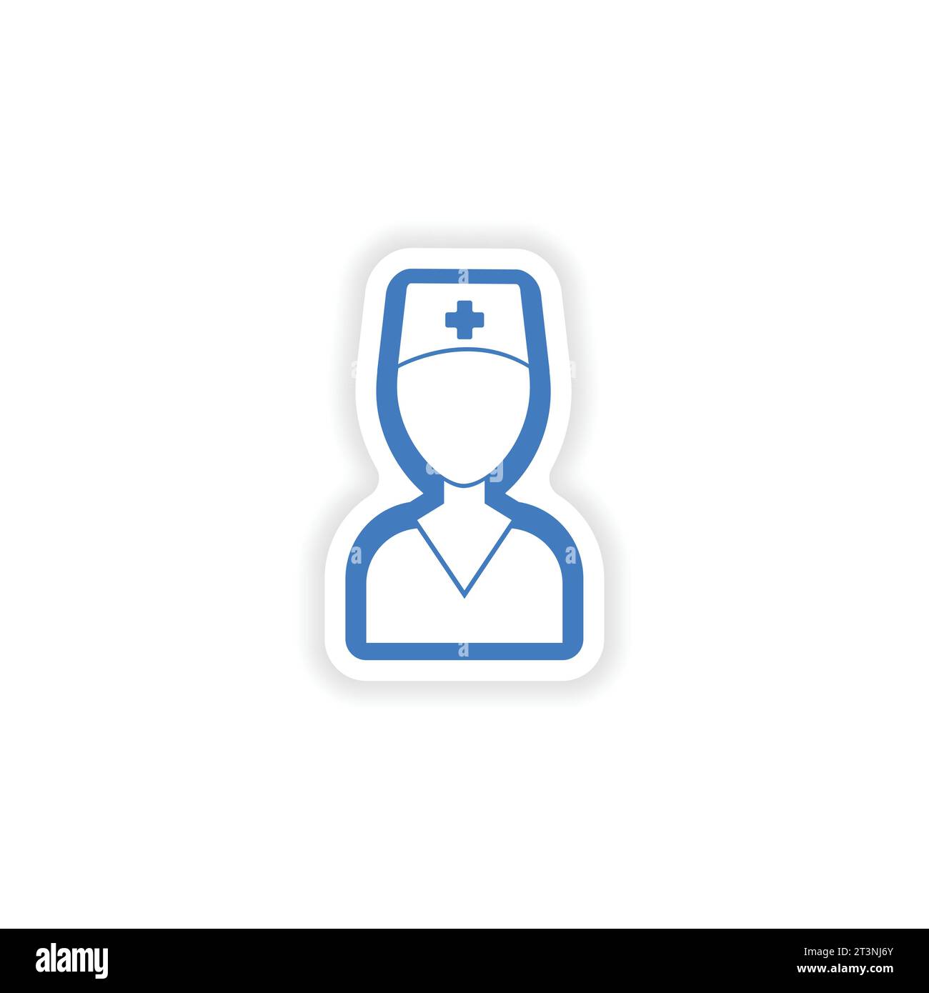 Paper sticker on white background medical worker Vector Image Stock ...