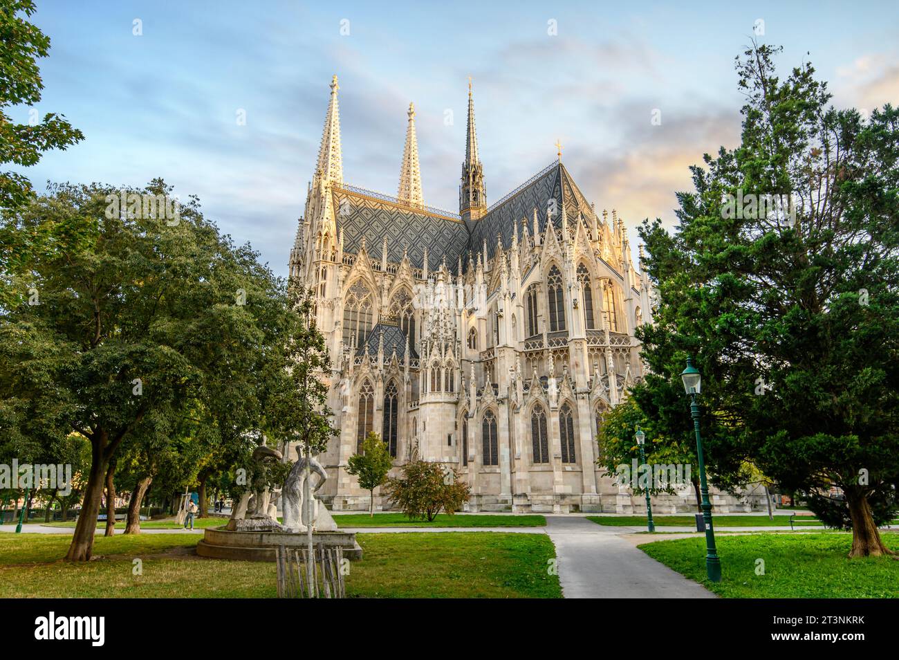 Votivkirche or Votive Church in Vienna, Austria. Famous Neo-Gothic ...
