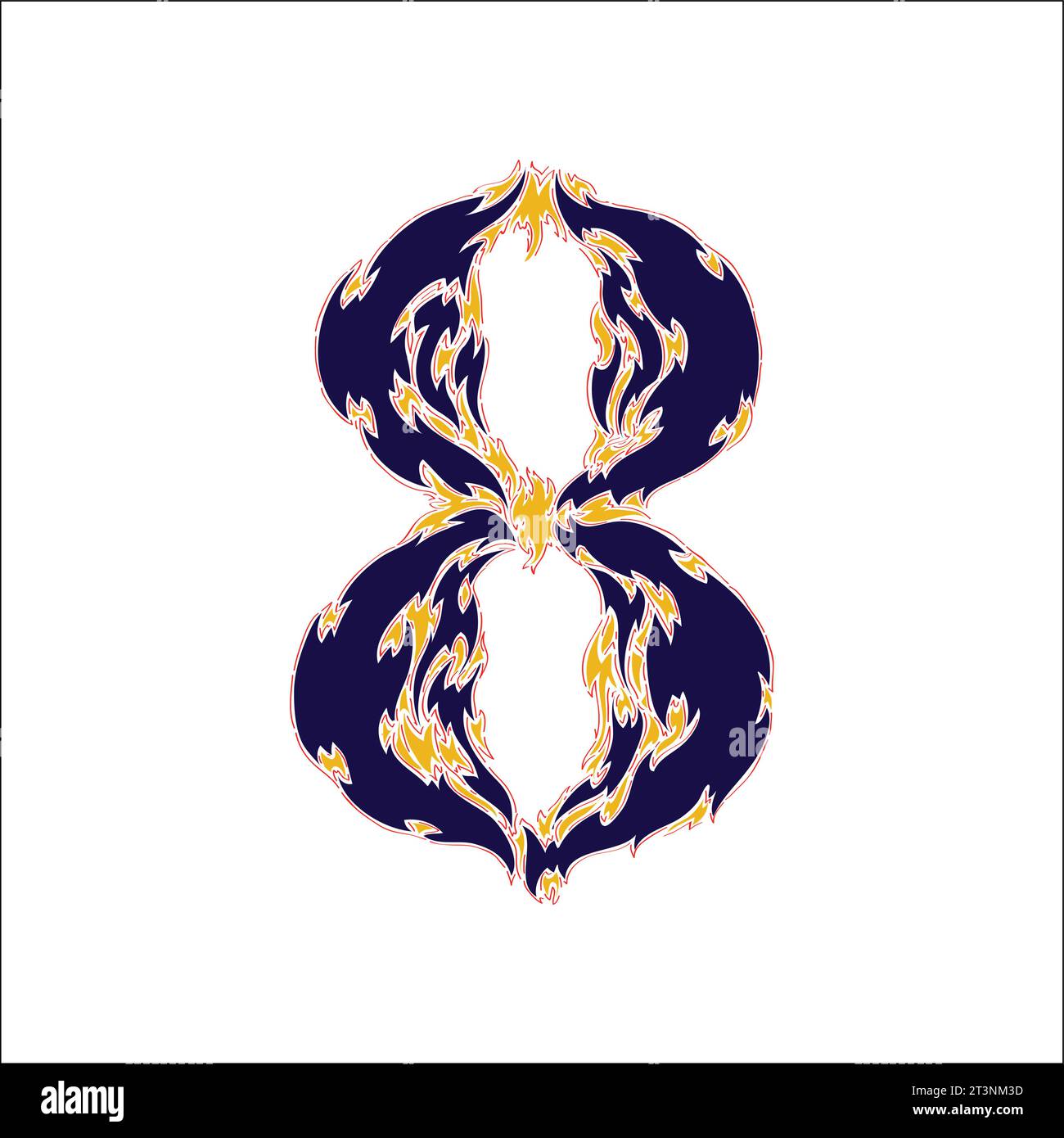 Fiery font blue number 8 on a white background Vector Image Stock ...