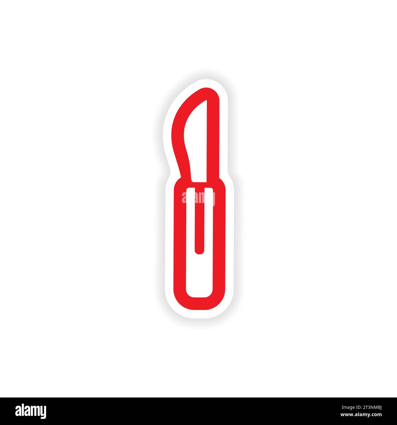 Paper sticker on white background medical scalpel Vector Image Stock ...
