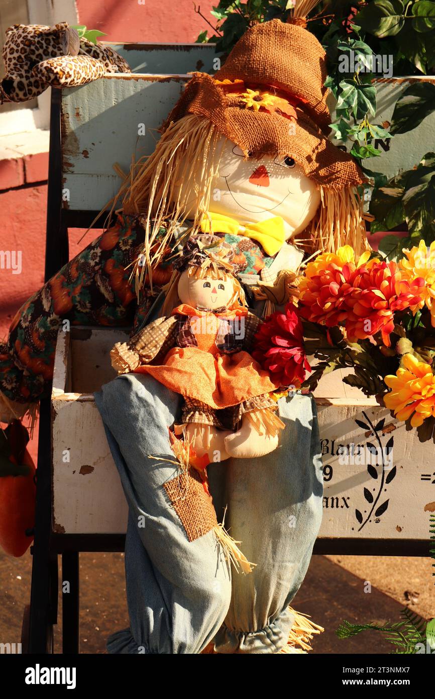 Colorful Scarecrow Halloween Decoration Stock Photo - Alamy