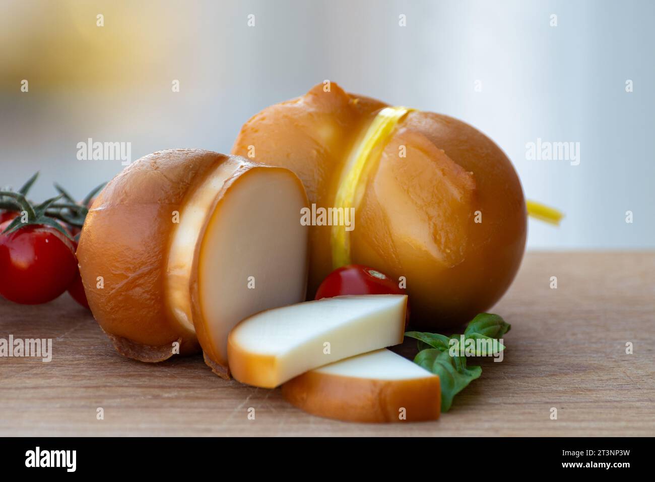 Italian semi hard handmade smoked and white scamorza cheese, from cow ...